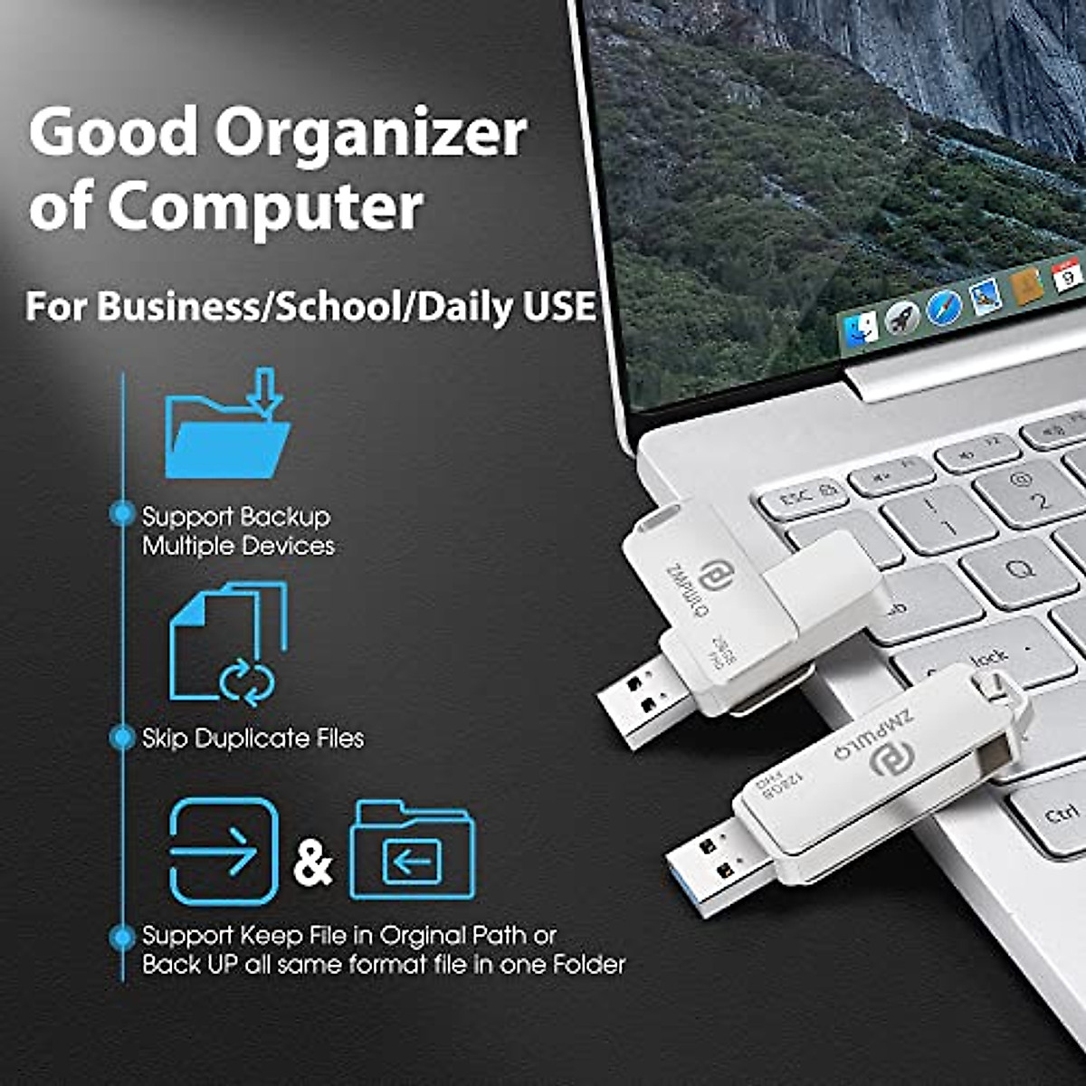 Computer-Photos-Backup-Photo-Stick 128GB Easy One Click Backup-Thumb-Drive Photo-Storage-Device-for-Computer Laptop PC Memory USB Flash Photo Finder Sticks Pictures Mac Transfer Album Keeper Windows