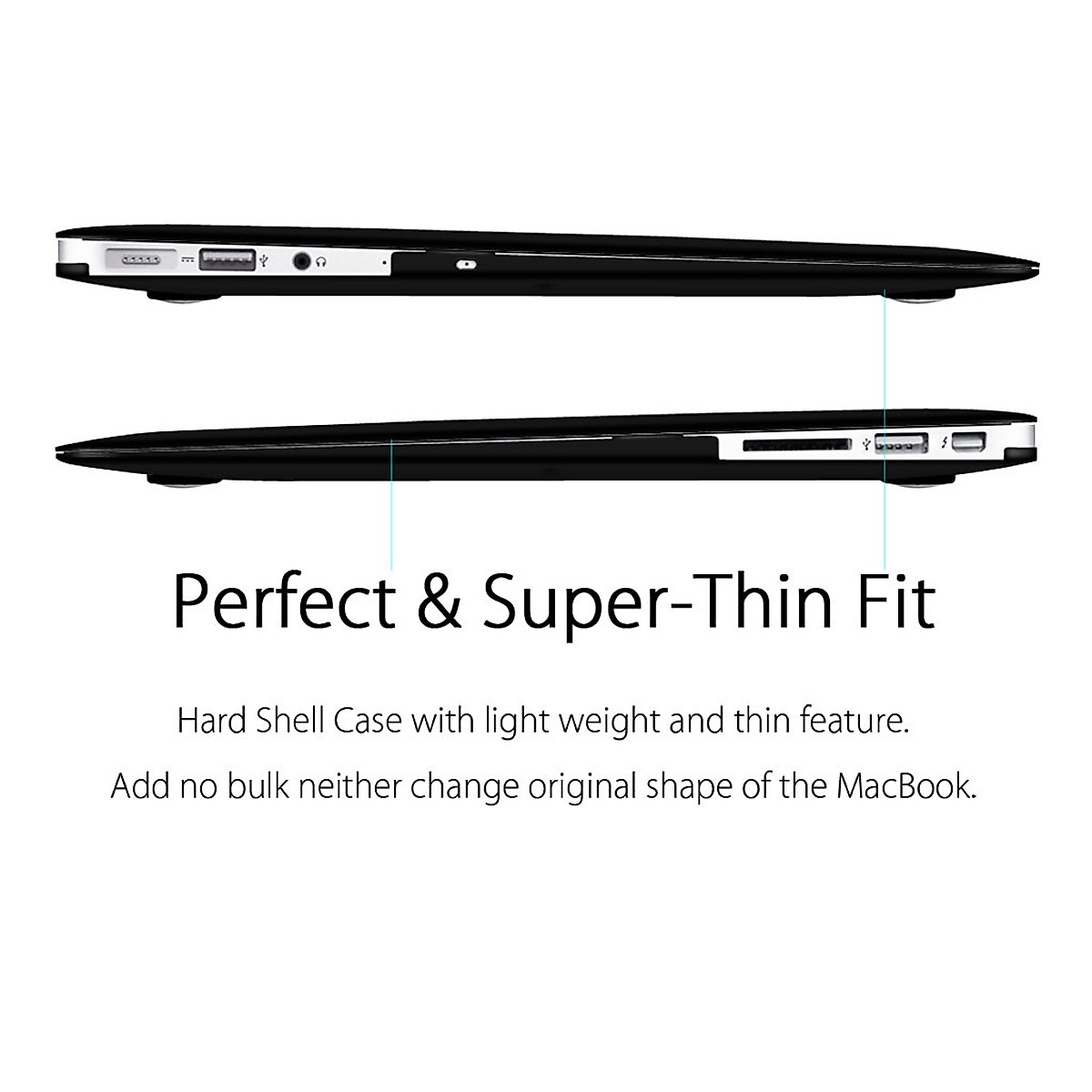 MacBook Air 13 inch Case, UESWILL Smooth Soft-Touch Matte Hard Shell Case Cover for 2008-2017 MacBook Air 13 inch (Model A1466 / A1369) + Microfibre Cleaning Cloth, Black