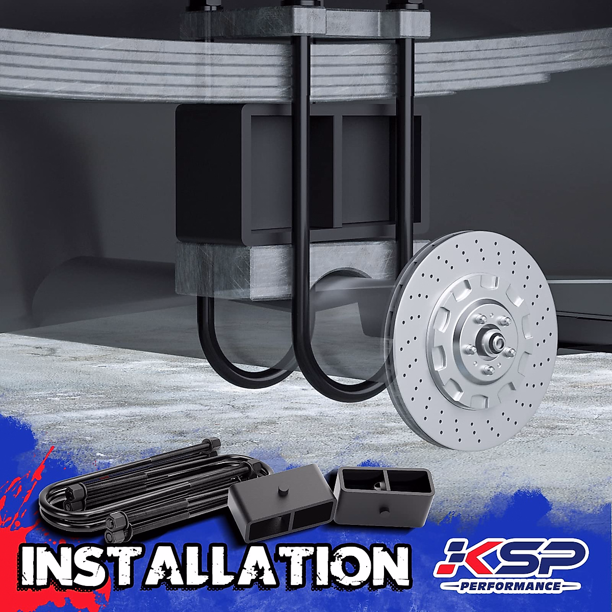 KSP 2" Rear Lift Block Set for F250 F350 Super Duty Trucks 1999-2024, 2in Rear Suspension Lift Kits Include 2pcs lift blocks and 4pcs U-bolts Compatible with Ford F-250 F-350 2WD 4WD Heavy Duty Pickup