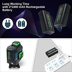 Vashly Laser Level, 16 Line Green Laser Level Self Leveling, 4 x 360° Cross Line Lazer Level Tool with Horizontal and Vertical Lines, Remote Controller, Rotating Stand, Portable Bag Outdoor Indoor