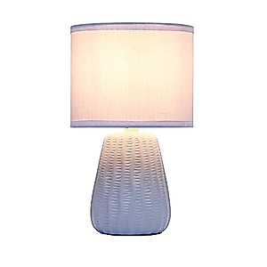 Simple Designs LT1138-PWK 11.02" Traditional Mini Modern Ceramic Texture Pastel Accent Bedside Table Desk Lamp w Matching Fabric Shade for Decor,Bedroom, Nightstand, Living Room, Entryway, Periwinkle
