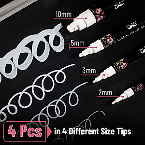 Mr. Pen- White Chalk Markers, 4 pcs, Assorted Size, Chalk Marker, Chalk Pen, Liquid Chalk Marker, Chalk Markers White, White Chalk Pen, Chalkboard Marker, White Chalkboard Marker, Chalkboard Pen