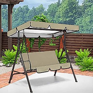 SobeiKre Oxford Cloth Canopy Only - Patio Swing Canopy Replacement Porch Top Cover, Lawn Garden Outdoor Swing Canopy Waterproof Top Cover for 2/3-Seater-Swing Chair Awning Glider