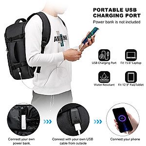 Kuosdaz Travel Laptop Backpack for Men, Bookbags for Men Women, Casual Back Pack with USB Charging Port, Water Resistant Business Work Bag, Casual Daypack Fits 15.6 Inch Laptop, Grey