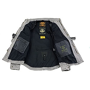 Milwaukee Leather MPM1621 Men's Grey Flannel Biker Shirt with CE Approved Armor - Reinforced w/Aramid Fibers - Medium