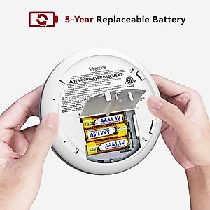 Siterlink Smart Smoke and Carbon Monoxide Detector Combo with Digital Display, 2 in 1 WiFi Fire and CO Alarm Detector, Replaceable Battery, Real-Time Notification, UL217 UL2034, 5 Pack