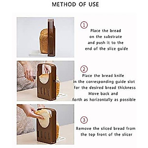 Bread Slicer,Bread Slicer for Homemade,Bread Loaf Cutter Machine - Foldable Adjustable Brown Plastic Bread Machine，Kitchen Fittings be used for Sandwich Cutter toast Bagel Slicer
