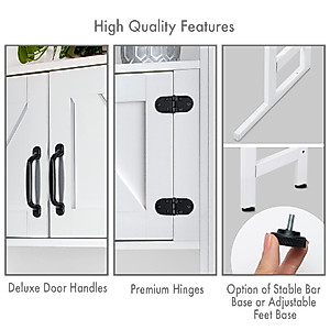 Stephan Roberts Washer or Over The Toilet Storage Cabinet w/Height Adjustable Shelf Laundry Room/Bathroom Organizer, 2-Door Freestanding Rack Space Saver, White