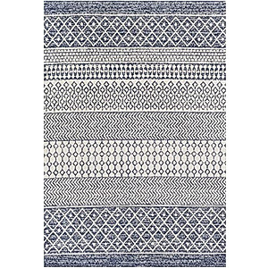 Mark&Day Area Rugs, 5x7 Aigle Bohemian/Global Denim Area Rug, Blue/Grey Carpet for Living Room, Bedroom or Kitchen (5'3" x 7'3")