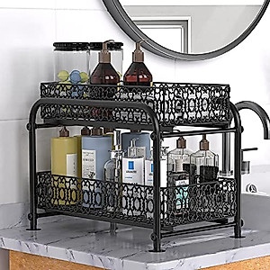 Pull Out Cabinet Organizer, 2-Tier Under Sink Organizer with Sliding Storage Basket Drawers, Metal Under Sink Organizers and Storage for Bathroom and Kitchen Under Sinks, Cabinets and Countertops