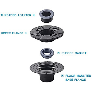 DEOKXZ 2 Inch Shower Drain Base Flange Kit Base, Threaded Adjustable Ring Adapter And Rubber Coupling Gasket For Installation Of Square Linear Floor Drain Without Hub Pvc