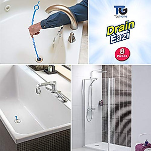 DRAIN EAZI TasiHome Best Hygienic Disposable Hair Catcher and in-Drain Hair Collector for All Showers, Baths, Basins 8 Pack