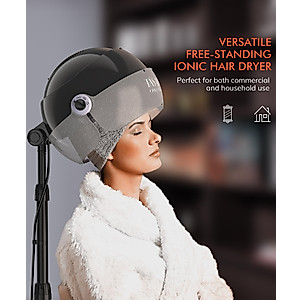 TASALON Ionic Hooded Hair Dryer - 1875W Bonnet Dryer with 3 Temperature Settings - Portable Standing Dryer for Home and Salon