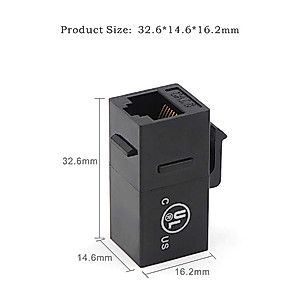 VCE CAT6 RJ45 Keystone Couplers (UL Listed), 25-Pack Ethernet Keystone Jack Female to Female UTP for Cat6/Cat5e/Cat5 Network Cable, Black