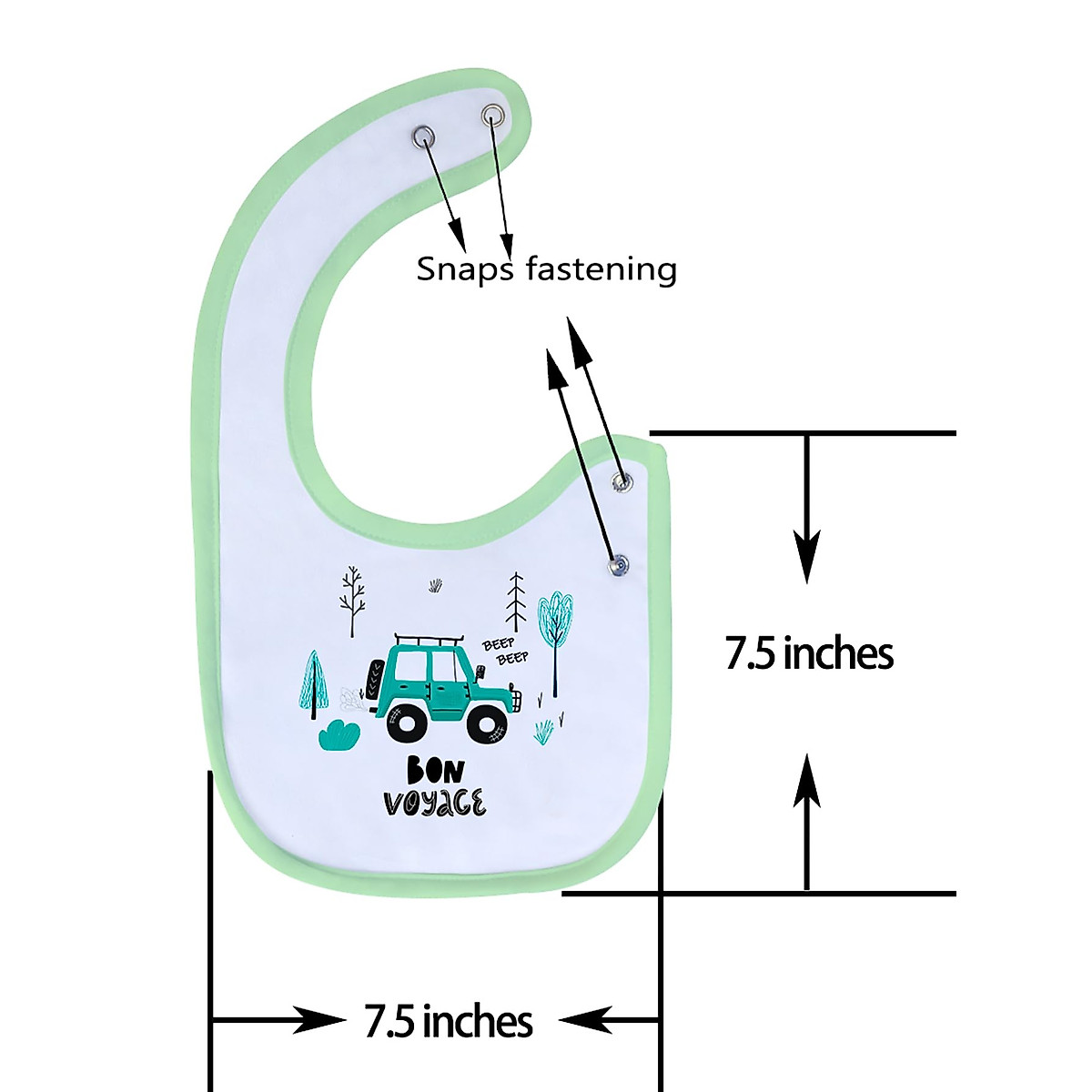 Maiwa 6 Pack Waterproof Cotton Baby Bibs with Snaps for baby boys girls teething drooling and feeding