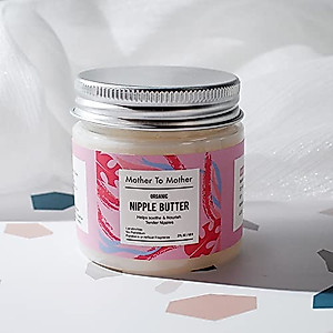 Organic Nipple Butter Breastfeeding Cream by Mother To Mother | Lanolin-Free, Safe for Nursing & Dry Skin, Non-GMO Project Verified, 2 FL oz, White, 2 Ounce