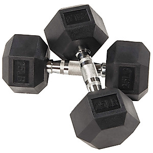 Balancefrom Rubber Encased Hex Dumbbells, 25LB, Pair