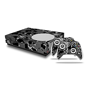 WraptorSkinz Decal Vinyl Skin Wrap Compatible with Xbox One S Console and Controllers - WraptorCamo Old School Camouflage Camo Black
