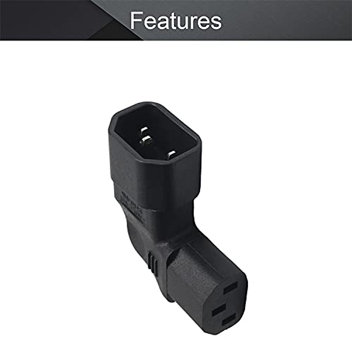 Fielect IEC320 Male C14 to Female C13 Power Socket Adapter AC110-250V 16A C14 to C13 Plug Adapter, 1Pcs WA-0143