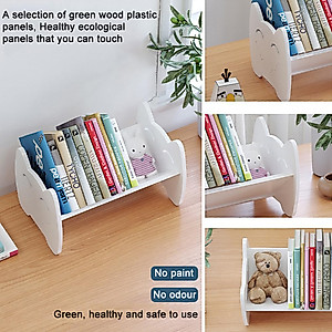 Hggzeg Kids Bookcase Small Desktop Children Bookshelf Storage Display Rack, White Book Organizer for Kids Room (White)