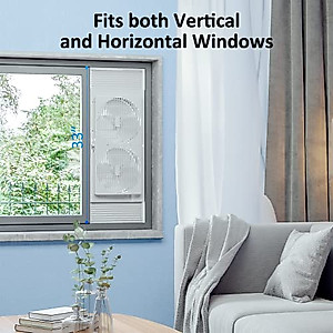 Shinic 9 Inch Twin Window Fan Reversible Airflow Control, 2 Speeds Window Exhaust Fan with Auto-locking Expenders and Foldable Handle, ETL Listed, Household Window Fan Fits 22"-33" ​Window