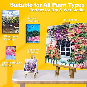 Stretched Canvases for Painting 5 Pack 16x20 Inch, 100% Cotton 12.3 oz Triple Primed Painting Canvas, 3/4" Profile Acid-Free Large Paint Canvas Blank Canvas for Acrylic Pouring Oil Watercolor Painting