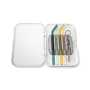 SOMA Glass Straw Set with Case and Cleaning Tool, Set of 4, Multicolor