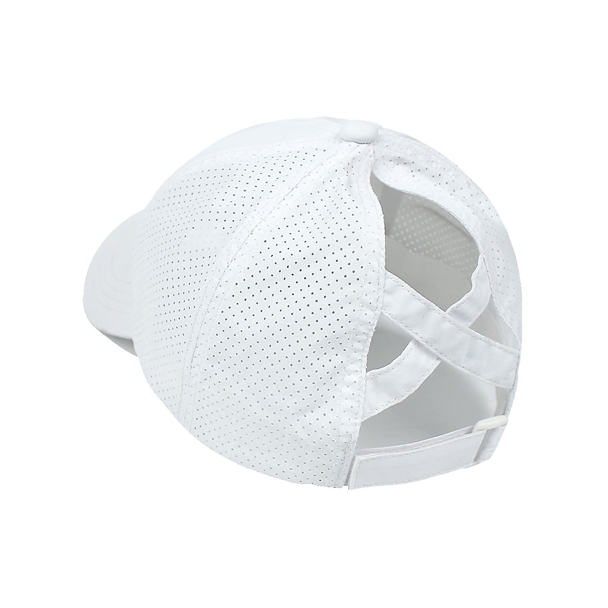 Nanwansu Womens Criss Cross Ponytail Baseball Cap Adjustable Messy Bun Mesh Quick Drying Hat White