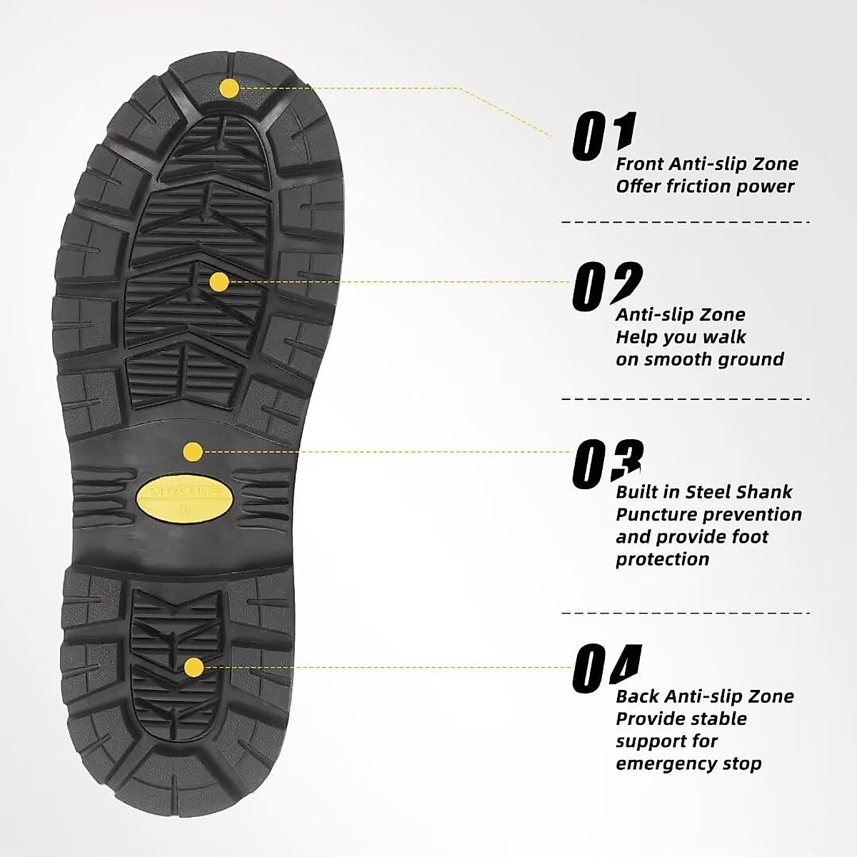 D DRYCODE Work Boots for Men with Steel Shank, Waterproof Rubber Boots 7mm Neoprene Insulated Anti-slip Mud Rain Boots, Black, Size 5-14