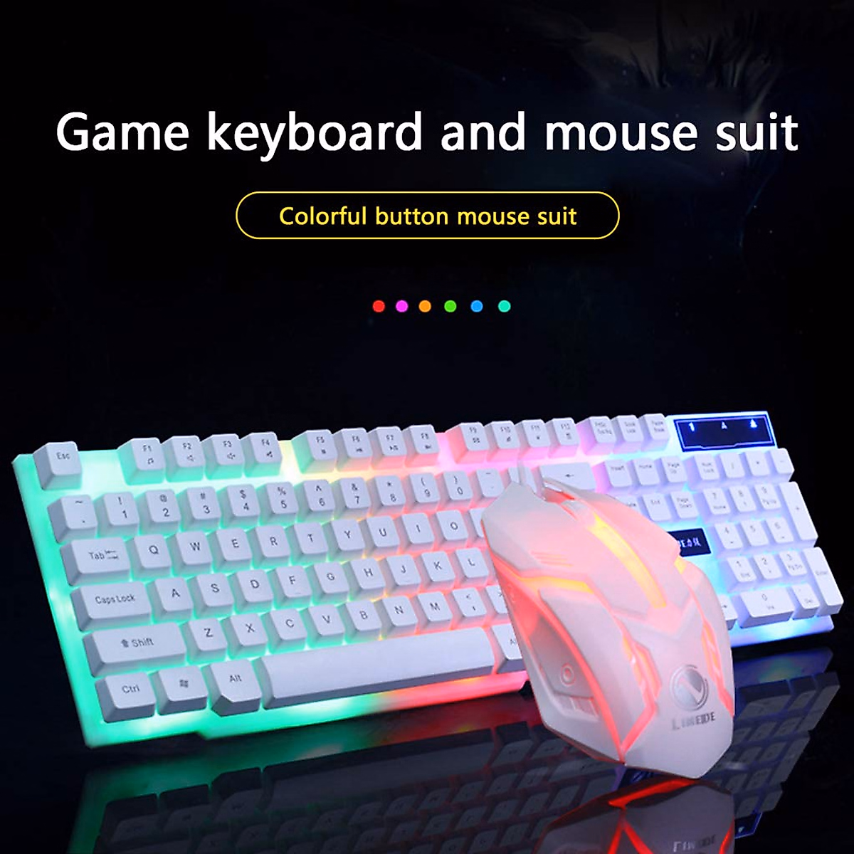 QYIYA GTX300 USB Wired 104 Keys RGB Backlight Ergonomic Gaming Mouse Keyboard Set,Black