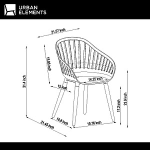Urban Elements Nature 5-Piece Wood Patio Furniture Set | Teak Finish 100% FSC Eucalyptus | Backyard, Outside Table and Chairs, Round Outdoor Dining Set for 4, Patio Dining Set for 4 (White)