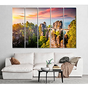 Elbe Sandstone Mountains Germany Canvas Print 1 Panel / 36x24 inches