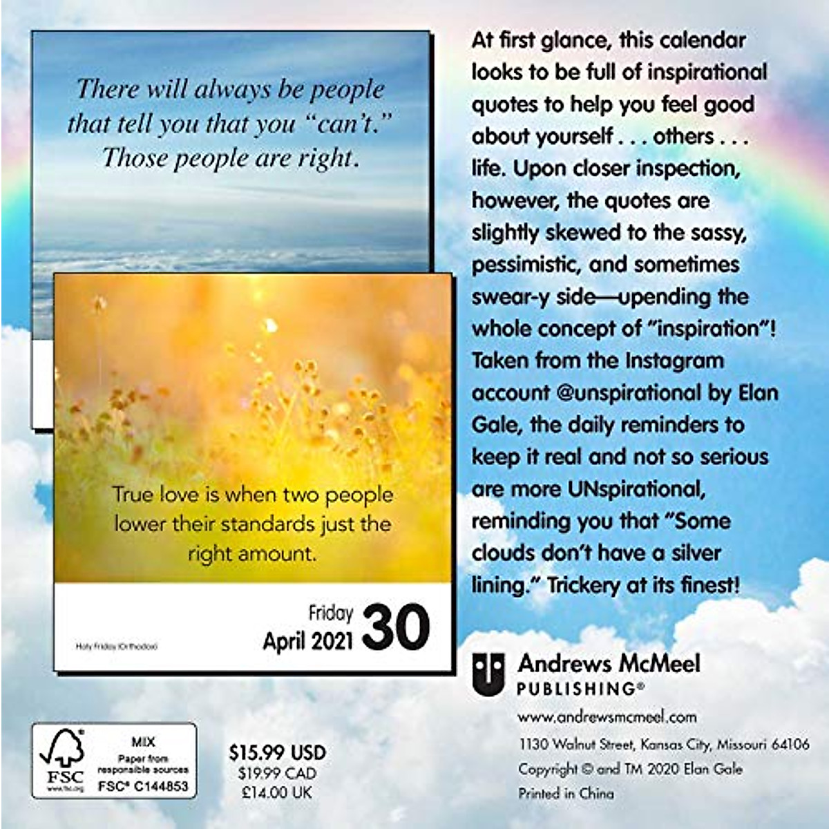 Unspirational 2021 Day-to-Day Calendar: everything happens for no reason