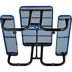 Global Industrial 4' Rectangular Expanded Metal Picnic Table, 48" L x 62" W,Blue