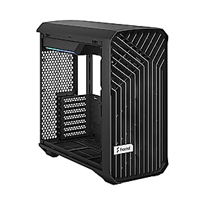 Fractal Design Torrent Compact Black - Dark Tint Tempered Glass Side Panels - Open Grille for Maximum air Intake - Two 180mm PWM Fans Included - Type C - ATX Airflow Mid Tower PC Gaming Case