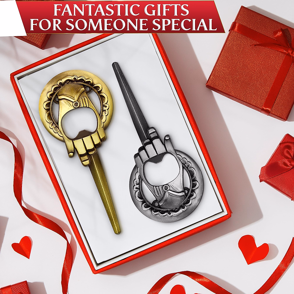 2Pcs King Hand Keychain Bottle Opener Bartender - Beer Can Opener Letter Opener Kings Hand Can Opener Manual - Bartender Bottle Opener Kitchen Gadgets Bottle Opener Keychain for Men Bar Accessories