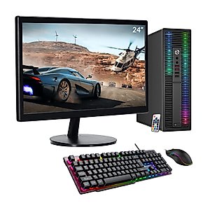 HP Custom Built RGB Lights PC with 24 Inch Monitor ProDesk Desktop Computer Intel Core i5 6500 Quad-Core Processor 16GB RAM 512GB SSD Win 10 Pro Gaming Keyboard & Mouse (Renewed)