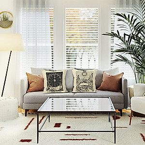 YUESHARE The Star The Moon Constellations Astrology Tarot Divination Medieval Europe Linen Throw Pillow Covers 18 x 18 Inch Set of 2, Tarot Divination Gifts for Home Room Bed Sofa Decorations Décor