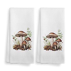 NOQL Mashroom Towel, Mushroom Kitchen Decor Kitchen Towels and Dishcloths Set of 2, Mushroom Hand Towel, Cute Mushroom Decor, Mushroom Home Decor, Mushroom Gifts for Women, 16×24 Inches