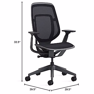 Steelcase Karman Mesh Ergonomic Desk Chair - Adjustable Desk Chair - 4 Points of Adjustability - Lumbar Support - Black Frame & Black Mesh
