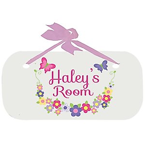 Personalized Bright Butterflies Door Hanger Plaque