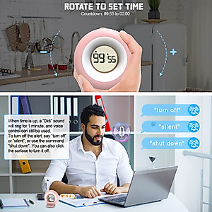 Digital Kitchen Timers - Smart Voice Control Timer, Visual timers Large LED Display Magnetic Countdown Timers for Classroom Cooking Fitness Baking Studying Teaching,Easy for Kids and Seniors（Pink）