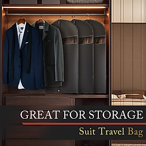 Hleelomi 5 Pack 40-inch Suit Bag Garment Bag for Travel and Storage, Garment Bags for Hanging Clothes with Zipper and Visible Transparent Window, Black