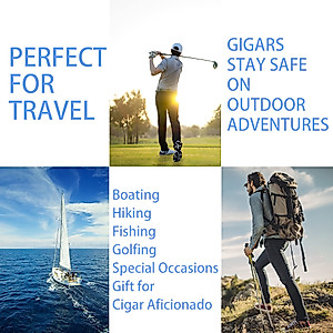 Travel Cigar Humidor Box Case, Portable Cigar Box with Humidifier Disc &Cigar Cutter &Cigar Stand &Cigar Punch Cutter, Waterproof Pressure-proof and Dust-proof Airtight Seal Durable Cigar Humidor