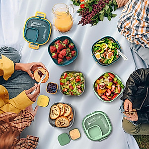 PEDECO Portable Stainless Steel and Silicone Round Food Storage Box with Silicone Lid,BPA Free,Slip Resistant Bottoms,Reusable Snack Nesting Lunch Box for Kids & Adults-Set of 3