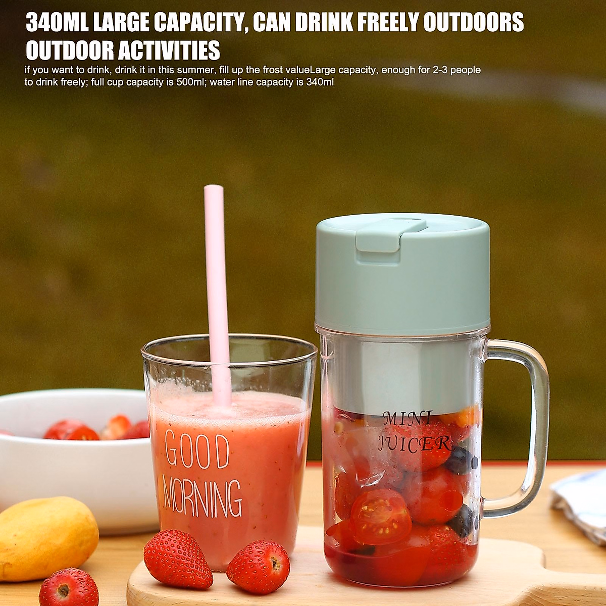 Juice Mini Cup Blender, Mini Juice Blender,3 in 1 Colors Mini Travel Juicer Blender, Electric Travel Blender with Straw,3000mah Rechargeable Mini Juice Blender, Blender Juicer Cup for Gym & Outdoor