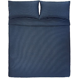 AmazonBasics Deluxe Microfiber Duvet Cover Set with pillow case(s) – 200x200cm, Navy Blue