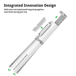 ATUMTEK Bluetooth Selfie Stick Tripod, Extendable 3 in 1 Aluminum Selfie Stick with Wireless Remote and Tripod Stand 270 Rotation for iPhone 13/12/11 Pro/XS Max/XS/XR/X, Samsung and Smartphone White