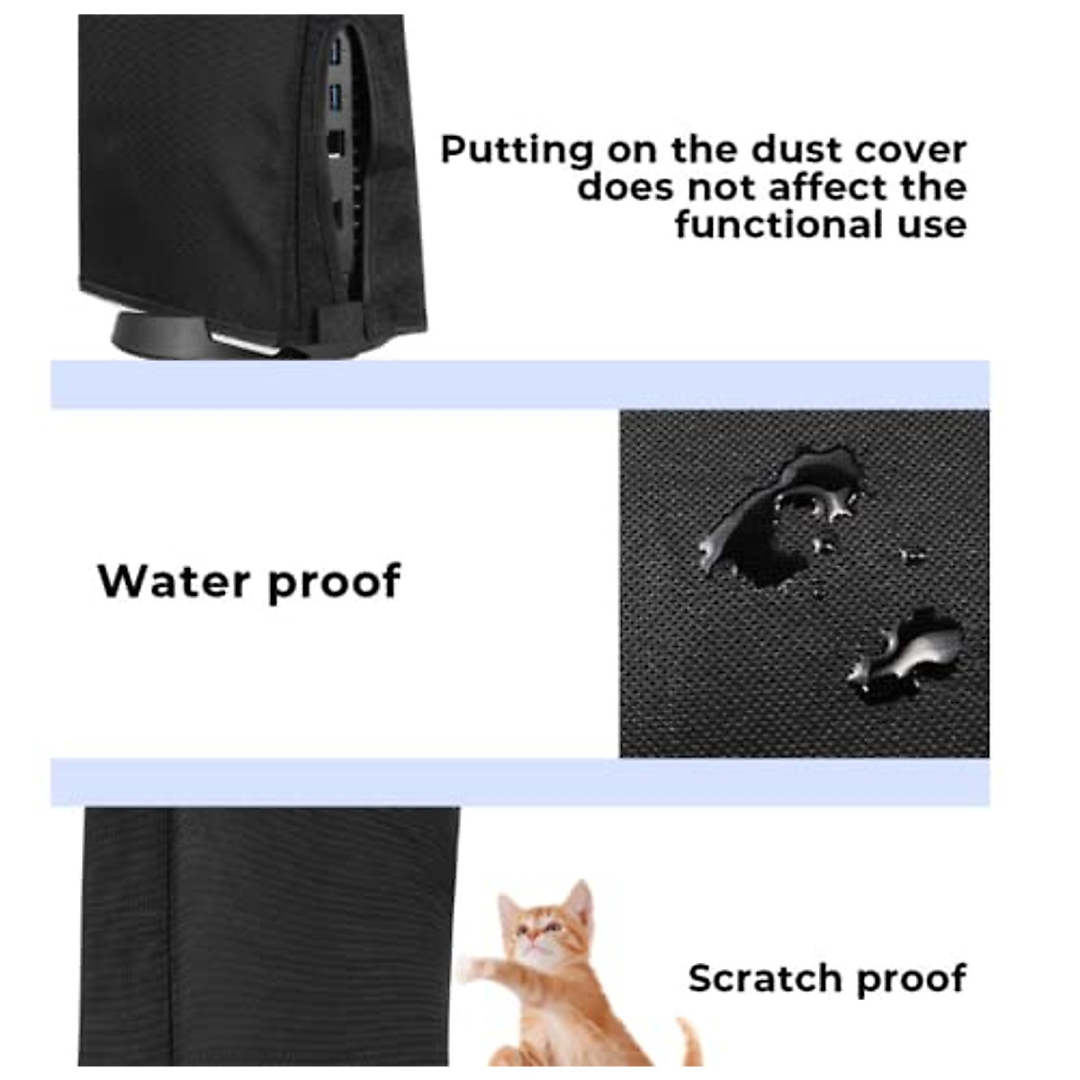 Console Cover for PS5 Console Protection Dust Cover PS5 Dustproof Anti-Scratch Anti-Fall Waterproof Protector Case for Sony Playstation 5 dust Protection Sleeve with dust Plug (Grey)