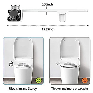 WZHHPIDN Bidet Attachment for Toilet -Self Cleaning Dual Nozzle, Cold & Warm Fresh Water Non-Electric Bidet Toilet Seat Attachment, Bidet Sprayer with Temperature & Pressure Controls
